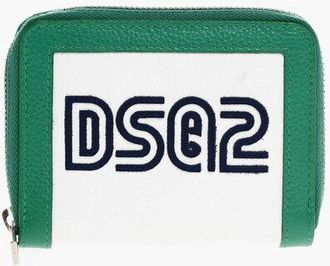 Dsquared2 Hammered Leather Wallet With Zip Closure size One Size