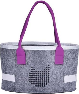 Generic Sac fourre-tout en feutre pour femme, étui de transport ovale, pliable avec poignées, organiseur de lecteur audio portable, rangement cosmétique multi