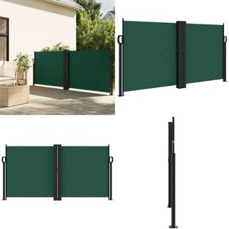 vidaXL Seitenmarkise Ausziehbar Dunkelgr&uuml;n 120x1200 cm - Seitenmarkise - Gartensichtschutz - Balkonmarkise - Terrassenmarkise - Sonnenblende - Home & Living