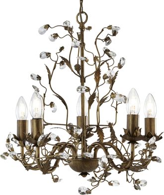 Searchlight Almandite Deckenleuchte mit 5 Kristallkronleuchtern, in Braun und Gold