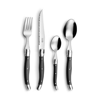 Lou Laguiole Coffret 24 couverts de table pour 6 personnes - Rustic - Acier inoxydable 18/0, Finition Standard - Gris