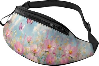 Generic Stylisch H&uuml;fttaschen Schmetterlings- Und Blumenmuster H&uuml;fttasche H&uuml;fttaschen Bauchtasche F&uuml;r Sport Spazieren Hundetraining 14X35Cm