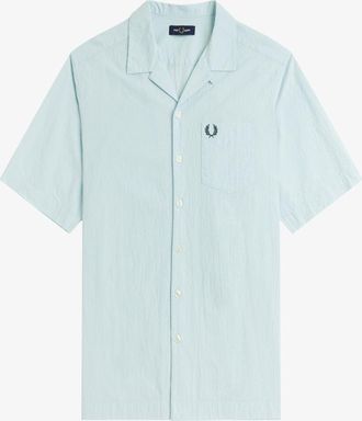 Fred Perry Kurz&auml;rmliges Seersucker-Hemd mit Stretchanteil und Brusttasche in