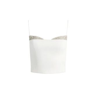Alice & Olivia Femme, Tops, Blanc, Taille: 36 FR Hallie Embellished Peekaboo Top