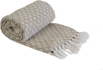 Emma Barclay Casablanca Scandi Überwurf, gewebt, recycelt, Baumwolle, für Sofa, Sofa, Bett, 70 x 100 cm, Taupe