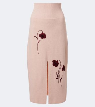 Erdem Jupe midi en maille &agrave; fleurs