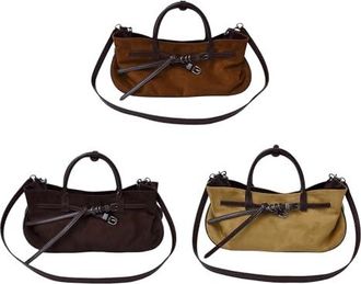 Generic Sac &agrave; bandouli&egrave;re en cuir PU, grand fourre-tout r&eacute;tro, sac &agrave; aisselles, sac &agrave; bandouli&egrave;re pour Date (marron)