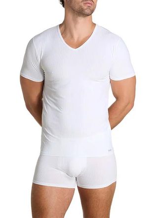 Bruno Banani Herren T-Shirt wei&szlig; Baumwolle unifarben