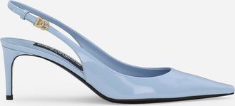 Dolce & Gabbana Slingback Aus Glänzendem Kalbsleder - Frau Pumps Und Slingbacks Hellblau Leder 37