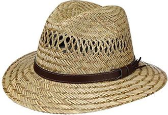 LIPODO Chapeau Traveller avec Bande de Cuir Femme/Homme - Made in Italy DEte en Paille Plage Ete Printemps-ete - XL (60-61 cm) Nature