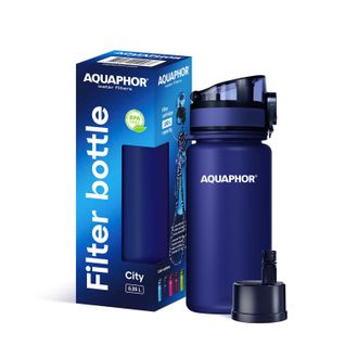 Aquaphor City | Kinder Trinkflasche mit Filter | 350 ml Navy | Auslaufsicher & BPA-frei | F&uuml;r Kindergarten, Schule & Sport | Wasserfilter f&uuml;r unterwegs