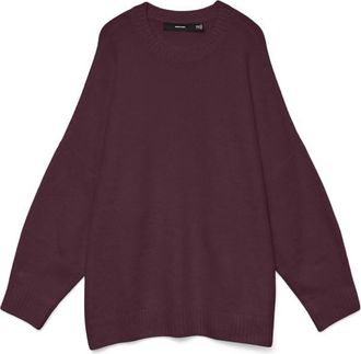 Vero Moda CURVE Damen Vmcboom Ls O-Neck Pullover Ga Noos Cur, Winetasting, XL EU