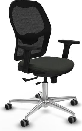 Piqueras y Crespo Schreibtischstuhl aus schwarzem Mesh mit 2D-Armen, h&ouml;henverstellbare Lendenwirbelst&uuml;tze, ausgestattet mit Syncro/Traslack und injiziertem Schaumstoff,