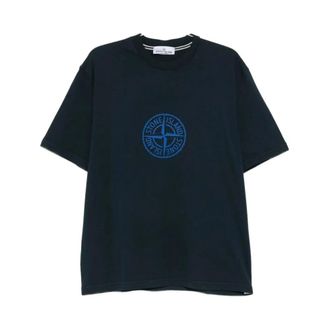 Stone Island Homme, Tops, Bleu, Taille: 2XL All Around Compass T-Shirt
