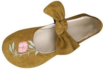 Generic Chaussures plates pour femme avec noeud et bout rond - Tendance - L&eacute;g&egrave;res et confortables - Respirantes - Coupe large - Chaussures Mary Jane - Pour le