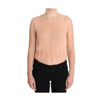 Pink Memories Elegante Rosa Strickweste ohne &Auml;rmel - - Knitwear - Damen - Rosa - ONE SIZE