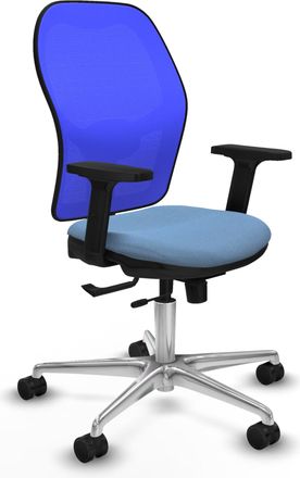 Piqueras y Crespo Drehstuhl mit 2D-Armen, h&ouml;henverstellbare Lendenwirbelst&uuml;tze, ausgestattet mit Syncro/Traslack und Schaumstoff, Blau / Himmelblau