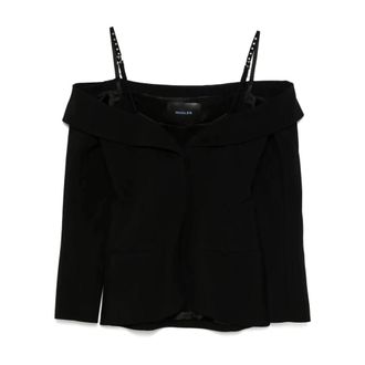 MUGLER Stilvolles Langarm-Top - - Tops - Damen - Schwarzk - L