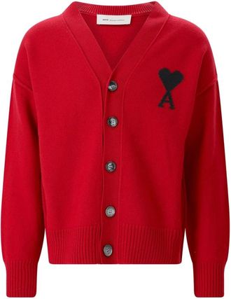 Ami Cardigan - Homme - Pulls - Rouge - Taille: XL