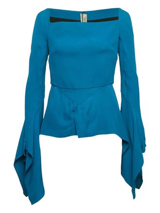 Roland Mouret blouse à détail drapé - Bleu