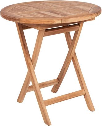 Riess-Ambiente deVries WOODIE Klapptisch Holztisch Gartentisch aus Teakholz rund &oslash;70 x 75 cm