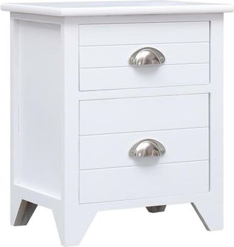 vidaXL Table de chevet Blanc 38x28x45 cm Bois de Paulownia Vidaxl