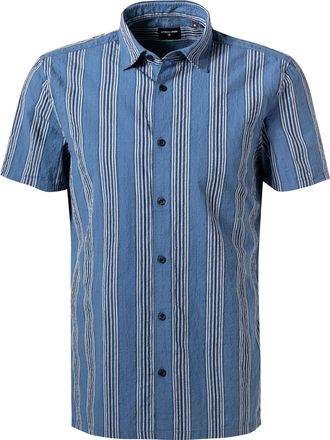 Strellson Herren Kurzarmhemd blau gestreift
