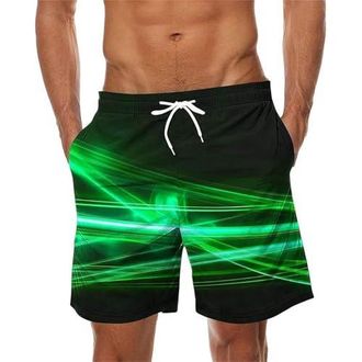 Generico Short de bain d&eacute;t&eacute; pour homme avec imprim&eacute; brillant et &eacute;lastique &agrave; la taille Shorts de plage Pantalon de sport avec cordon de serrage et poches, vert,