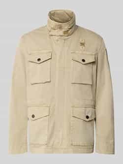 Blauer Jacke mit Stehkragen und Pattentaschen Modell Ashmont