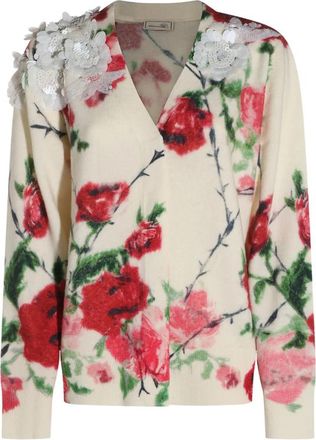 Blumarine Floral-print Sequin-embellished Sweater