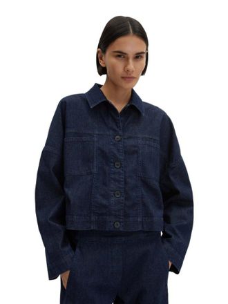 someday Jeansjacke blau,Casual,Baumwolle,Unifarben,Umlegekragen,Lang,Regular Fit