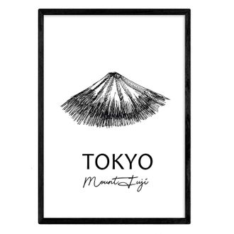 Nacnic Poster von Tokyo - der Mount Fuji. Bl&auml;tter mit Denkm&auml;lern von St&auml;dten. A3 Gr&ouml;&szlig;e