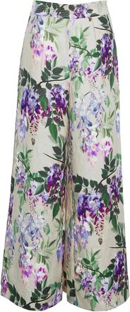 Cara Cara pantalon en lin Josephine &agrave; fleurs - Tons neutres