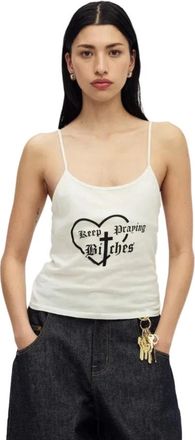 Willy Chavarria Femme, Tops, Blanc, Taille: 38 FR Keep Praying Bitches Cholita Tank Masa