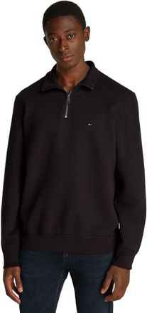 Tommy Hilfiger Herren Sweatshirt mit Reißverschluss Essential Fleece 1/4 Zip Mock-Rollkragen, Schwarz (Black), XXL