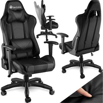 TecTake Gaming Stuhl, B&uuml;rostuhl ergonomisch, Computerstuhl mit hoher R&uuml;ckenlehne, Gaming Sessel, PC Stuhl, inkl. Lordosenst&uuml;tze und Nackenkissen, Racing Stil 