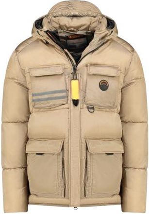 Geographical Norway Dolbary Men Parka Longue Chaude Homme Automne Hiver - Manteau Impermeable Deperlant - Veste Capuche Fourrure Outdoor - Blouson Coupe Vent - Hommes (Be