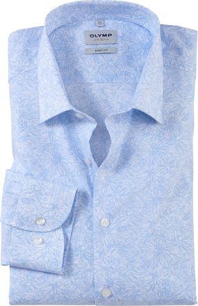 Olymp Herren Oberhemd Langarm Level Five Body fit,Einfarbig,Body fit,New York Kent-2,bleu 11,38