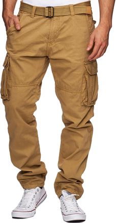Indicode Herren William Cargohose aus Baumwolle m. 7 Taschen inkl. G&uuml;rtel | Outdoorhose Amber, XXL