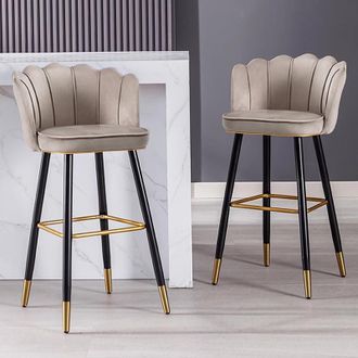 Generic 2er-Set Barhocker, gepolsterte K&uuml;chenhocker mit R&uuml;ckenlehne, hohe Esszimmerst&uuml;hle f&uuml;r die Hausbar