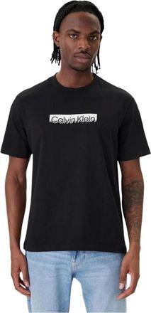 Calvin Klein Homme, Tops, Noir, Taille: XL T-shirt en coton &agrave; manches courtes et col rond