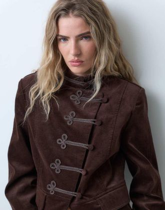 Asos formelle Utility-Jacke aus Samt-Cord in Schokobraun