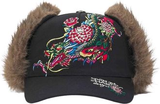 Ed Hardy Crawling Dragon Trapper 5 Panel Trucker Cap - - Accessories - unisex - Schwarzk - ONE SIZE