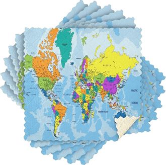 Mnsruu Küchentücher mit Weltkarte, Blau, 6 Stück, Geschirrtuch, schnell trocknend, superweich, 28 x 28 cm