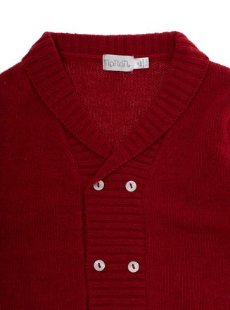 Nan&aacute;n Pointed-Collar Knit Cardigan - Red