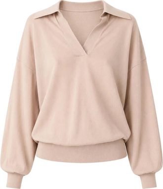 Meimeij Polo &agrave; manches longues - Femme - Pulls - Beige - Taille: 38 FR
