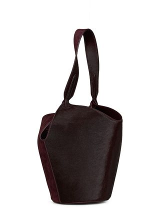 Khaite Womens Tote Bag Mini Lotus Red Calf Leather Suede; Shoulder