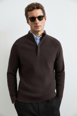Lufian Herren Troyer-Pullover mit Rei&szlig;verschluss