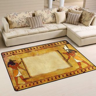 Mnsruu Ägyptische Artwork Vintage Teppich für Wohnzimmer Schlafzimmer 183 cm x 122 cm