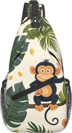 Generic Sacoche Tactique Monkey Mon-Deliciosa R&eacute;glable Sacs Poitrine Durable Sac &agrave; Dos De Voyage pour Randonn&eacute;e Femme Homme